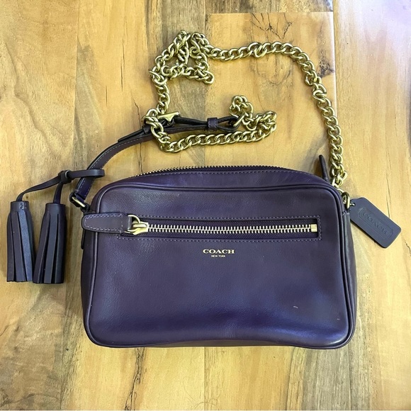 Coach | Bags | Coach Legacy Leather Flight Bag Brass Violet Purple ...